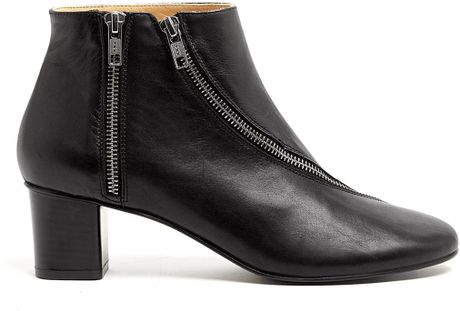 Acne Studios Marlie Zip Block Heel Ankle Boots in Black | Lyst