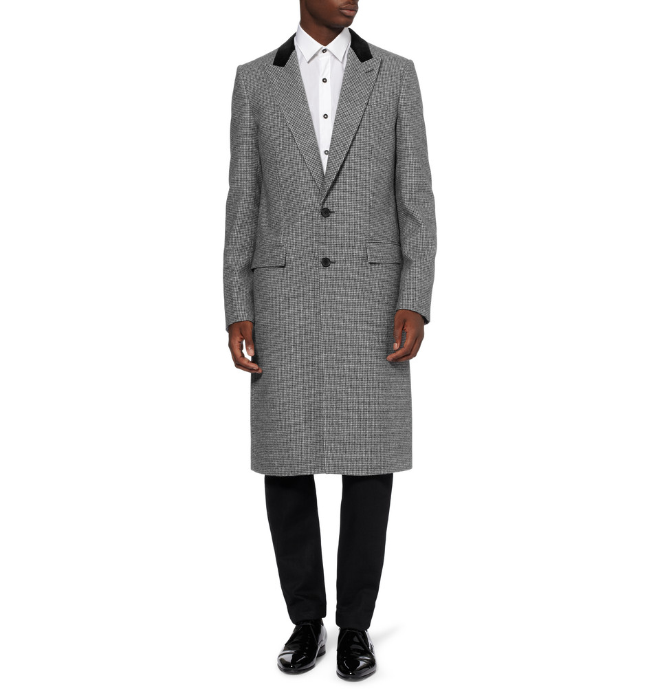 Lyst - Balenciaga Slimfit Houndstooth Check Wool and Cottonblend Coat ...