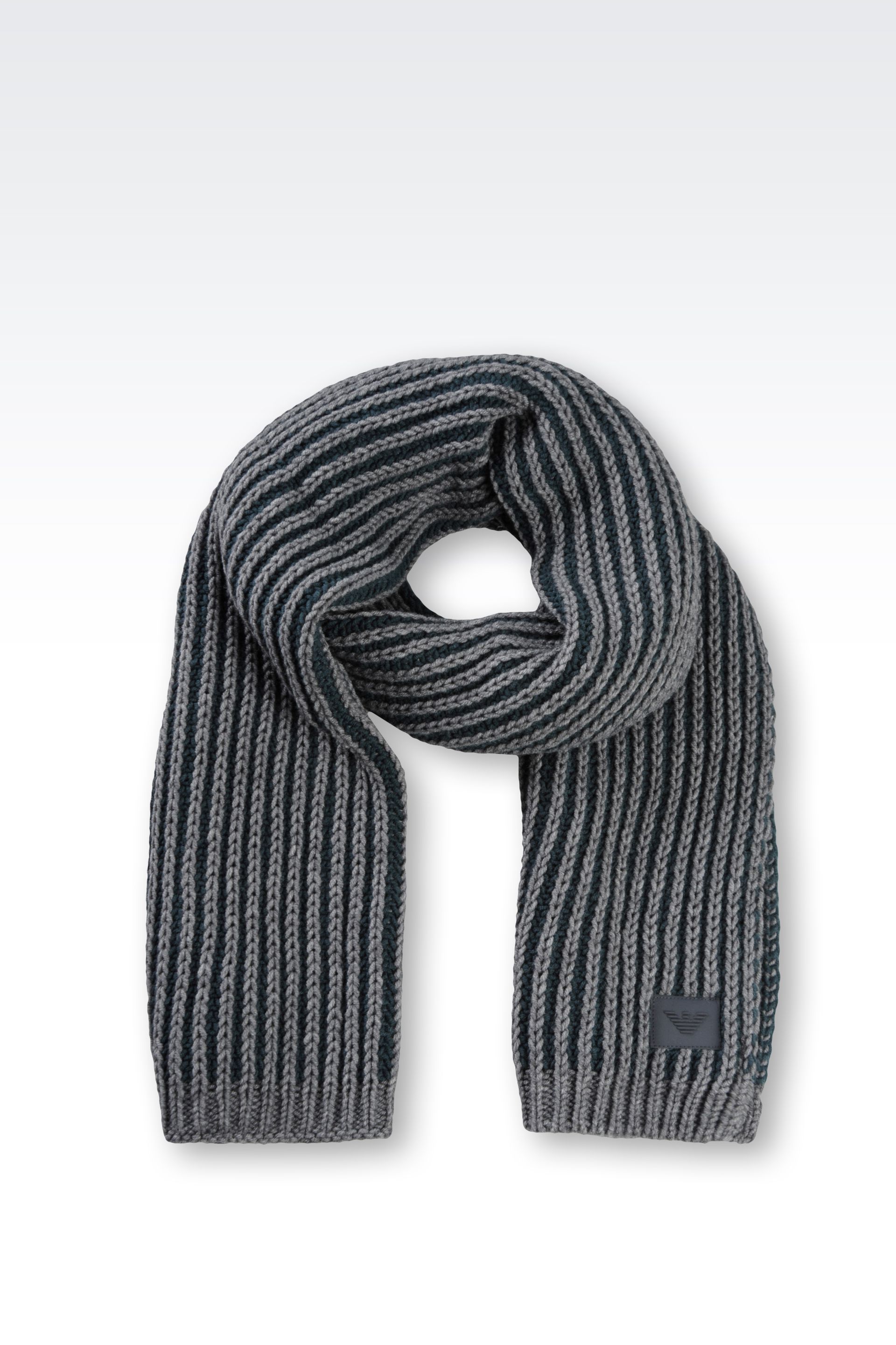 Lyst - Emporio Armani Two Color Ribbed Wool Scarf in Gray for Men