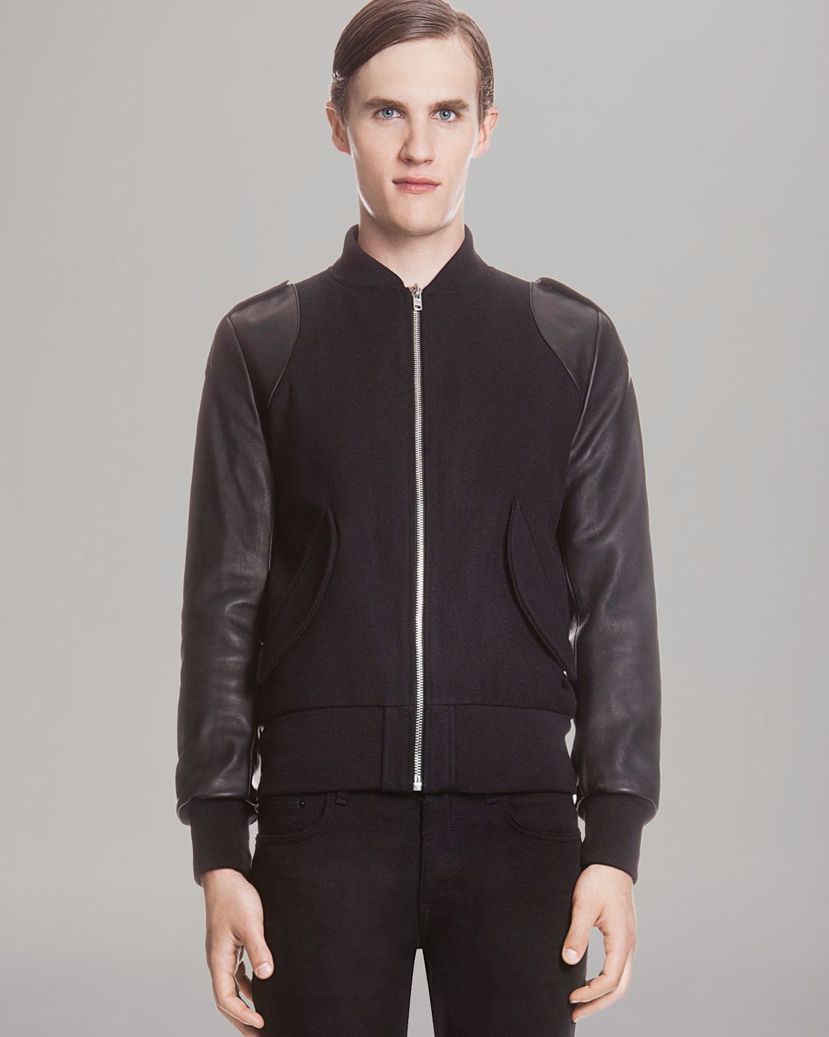 Lyst - Sandro Leathersleeve Jacket in Black for Men