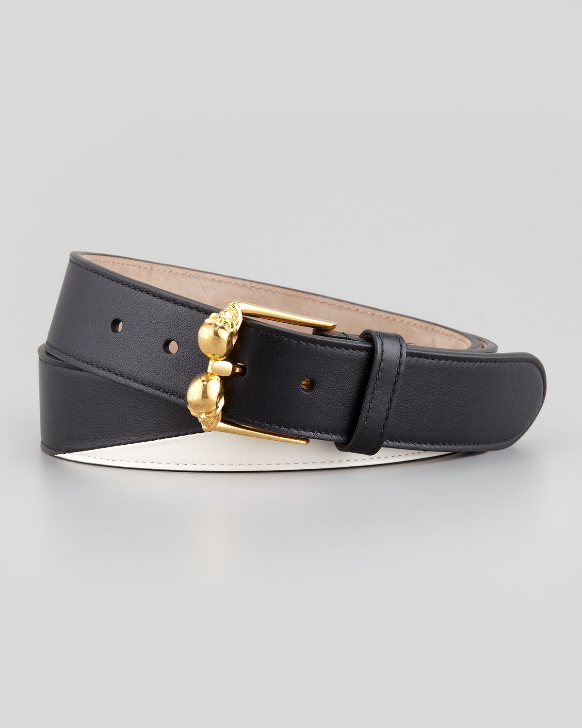 Alexander mcqueen Mens Double-skull-buckle Belt in Black for Men | Lyst