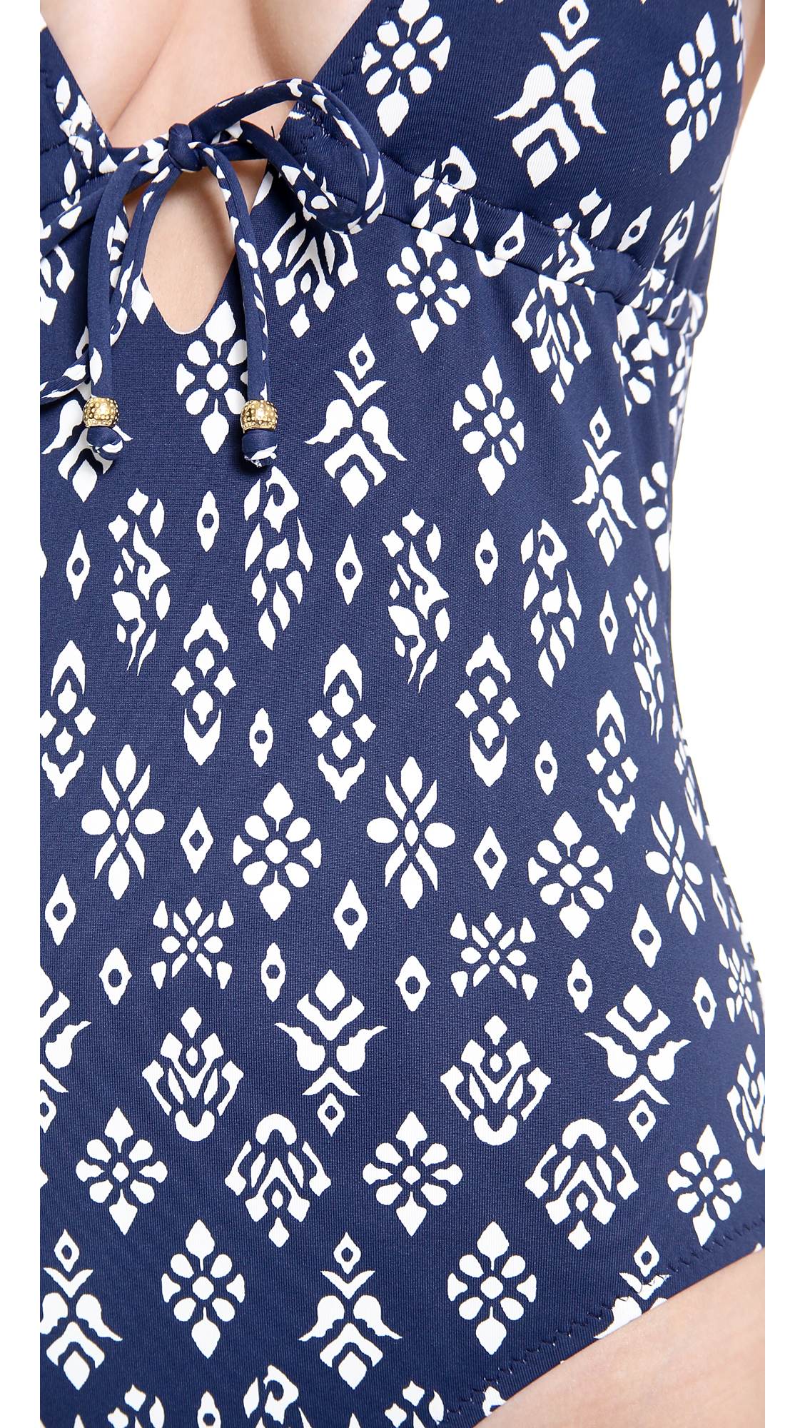 Lyst - Eberjey Tribal Block Charlotte One Piece Swimsuit - Marine Blue ...