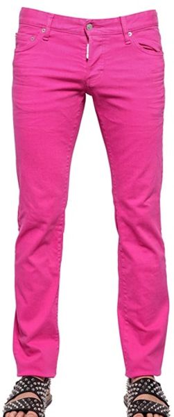 Dsquared² 21Cm Stretch Cotton Slim Fit Denim Jeans in Pink for Men | Lyst