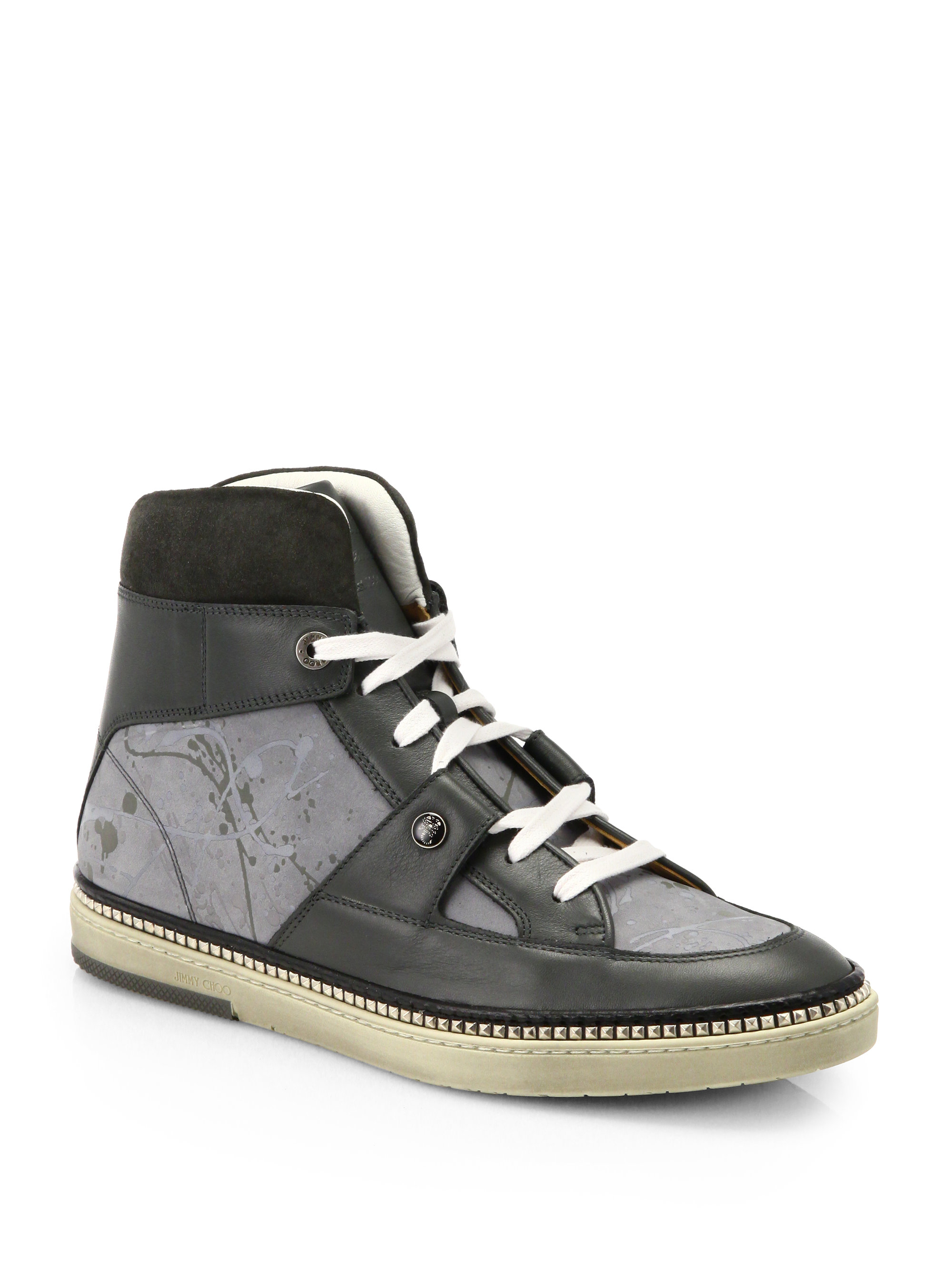 Jimmy Choo Splatter High-Top Sneakers in Black for Men (BLACK MULTI) | Lyst