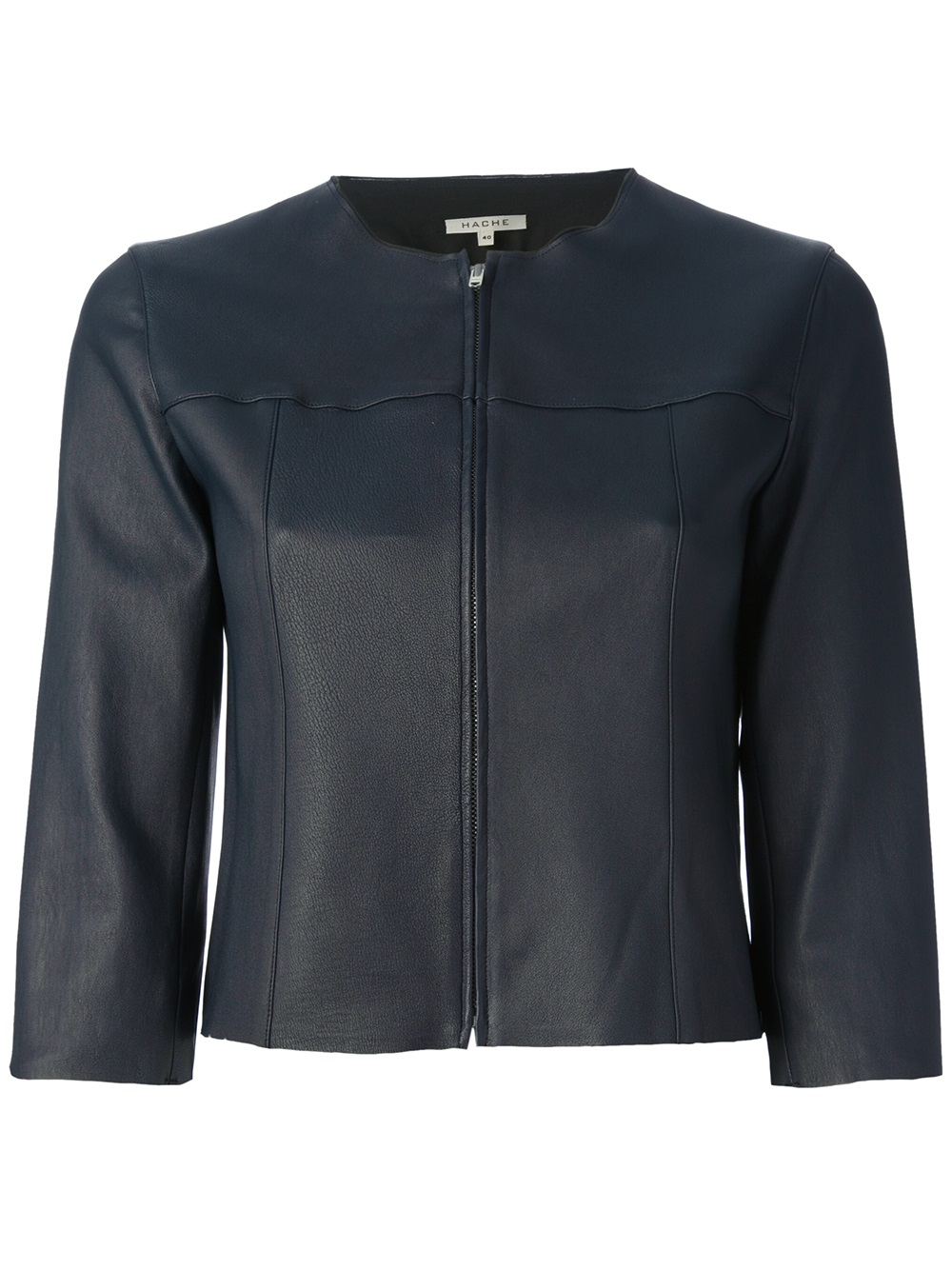 Lyst - Hache Cropped Lambskin Jacket in Blue