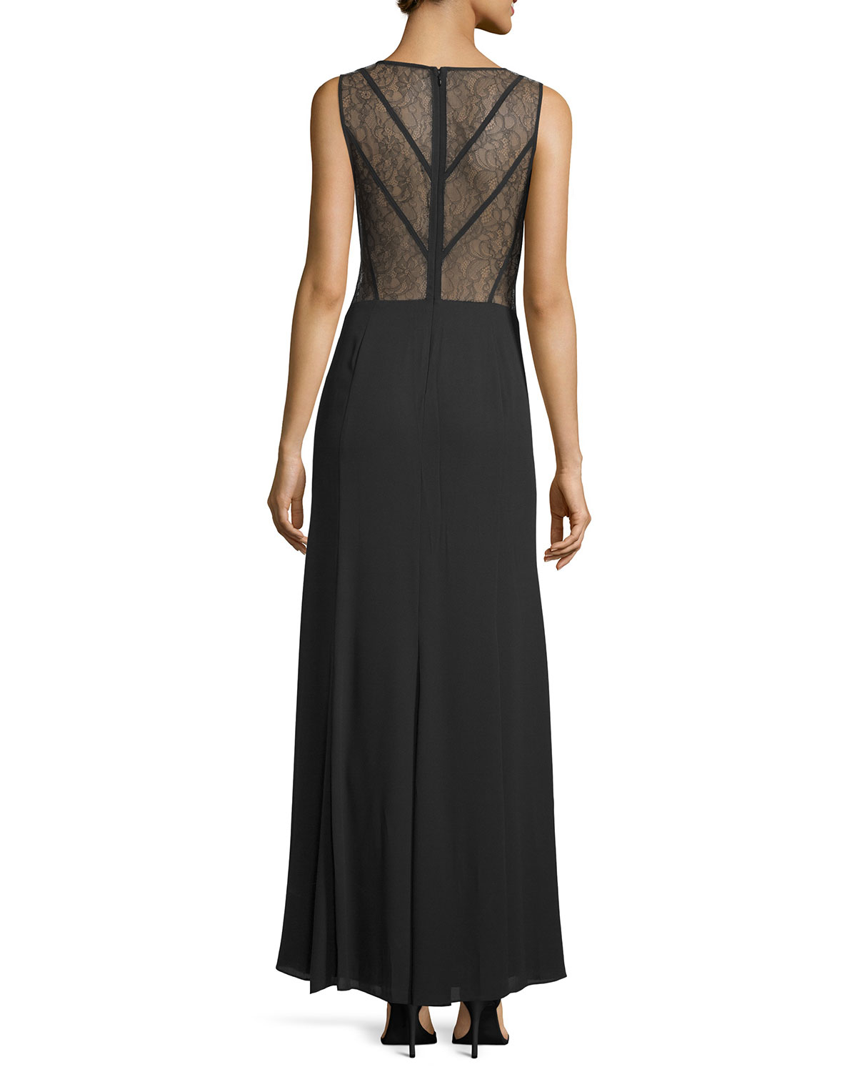 Lyst - BCBGMAXAZRIA Lace-insert Knit Maxi Dress in Black