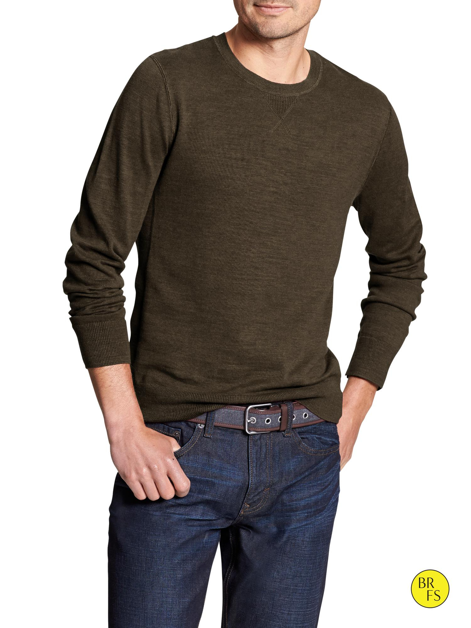 Lyst - Banana Republic Factory Dorito Crewneck Sweater Green Heather in ...