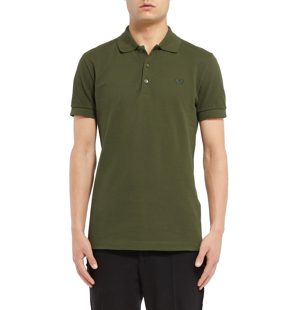 Bottega veneta Slim-fit Cotton-piqué Polo Shirt in Green for Men | Lyst