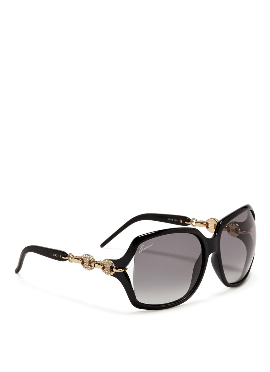 Gucci Marina Chain Temple Sunglasses In Black Lyst
