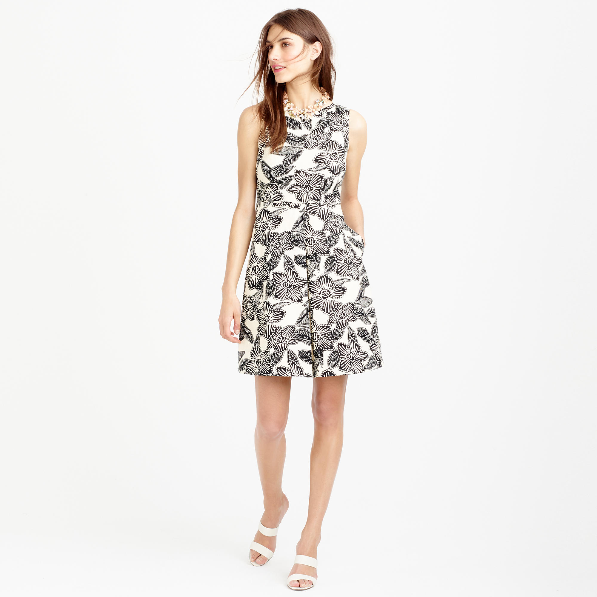 J Crew Sleeveless Polynesian Floral Dress In White Lyst
