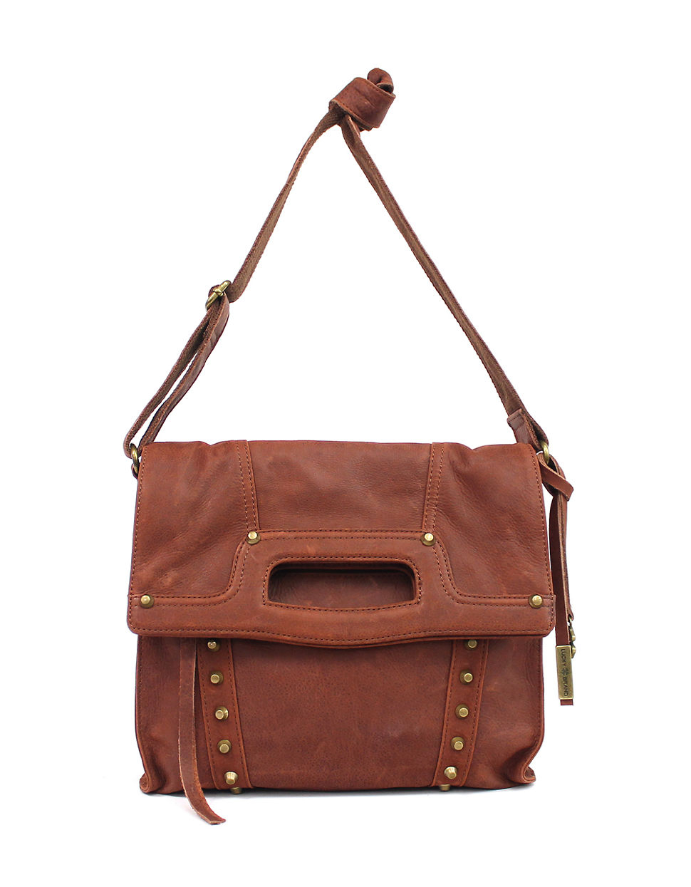 Lucky Brand Abbey Road Studded Leather Crossbody Bag in Brown - Lyst