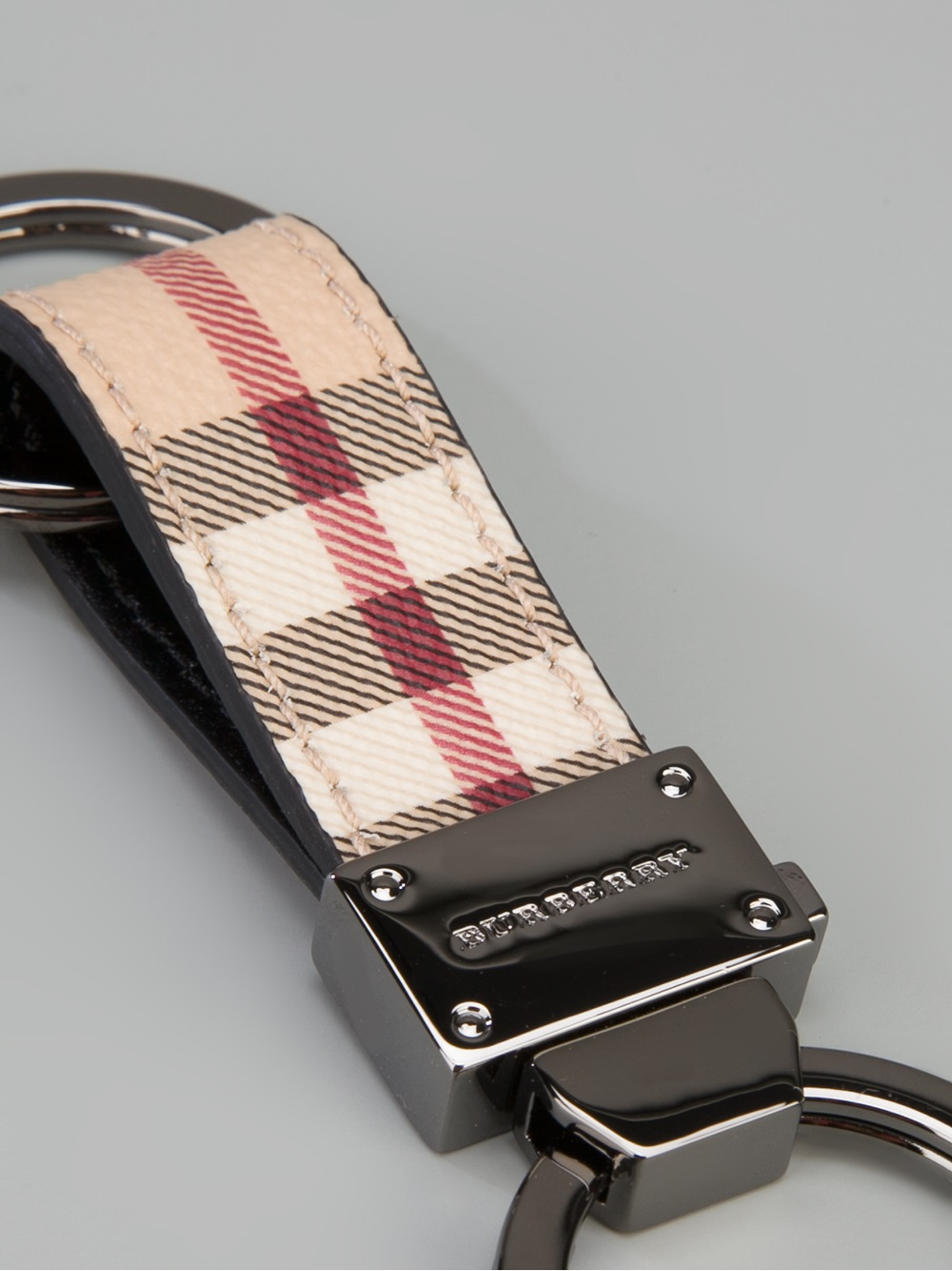 Lyst - Burberry Brit Checked Print Key Ring in Natural for Men
