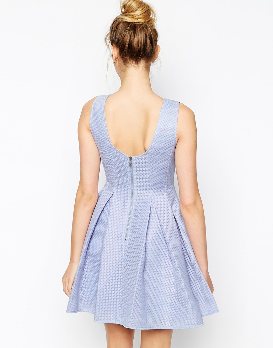 Asos Structured Prom Skater Dress In Blue Lyst
