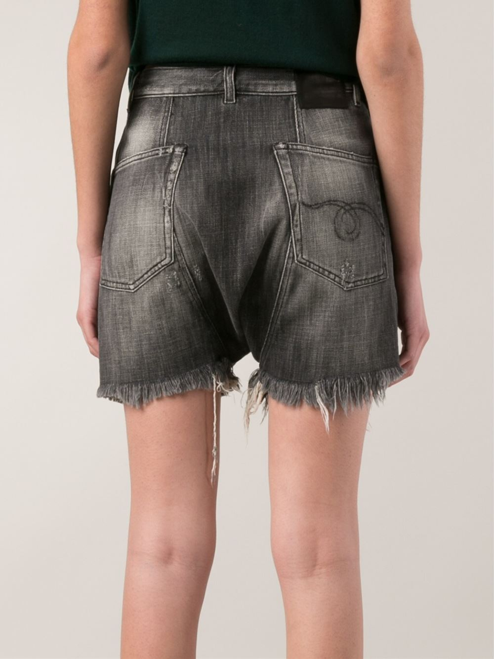 R13 Distressed Denim Shorts in Black | Lyst