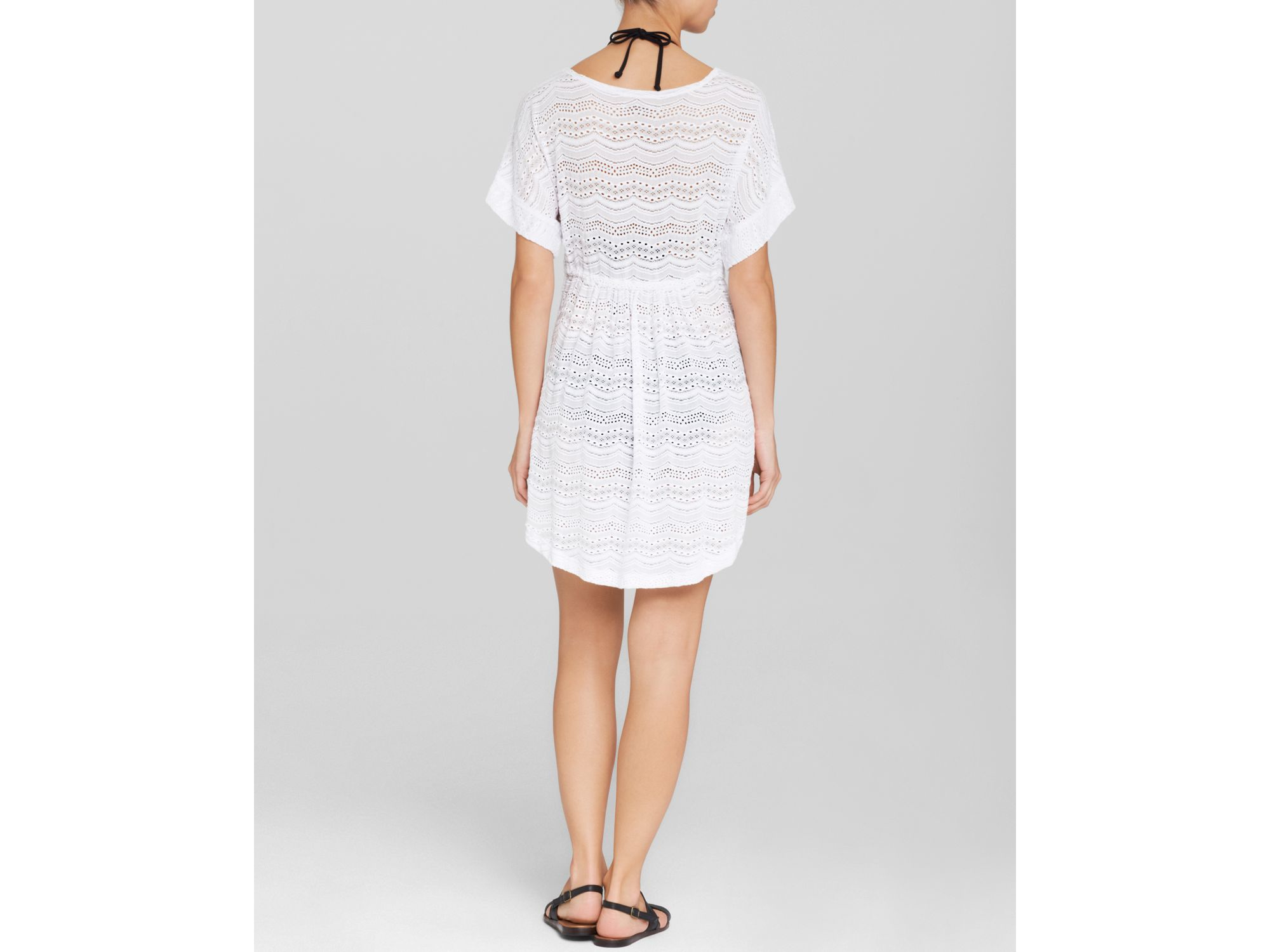 J valdi Short Sleeve Swim Cover Up Tunic Dress in White | Lyst