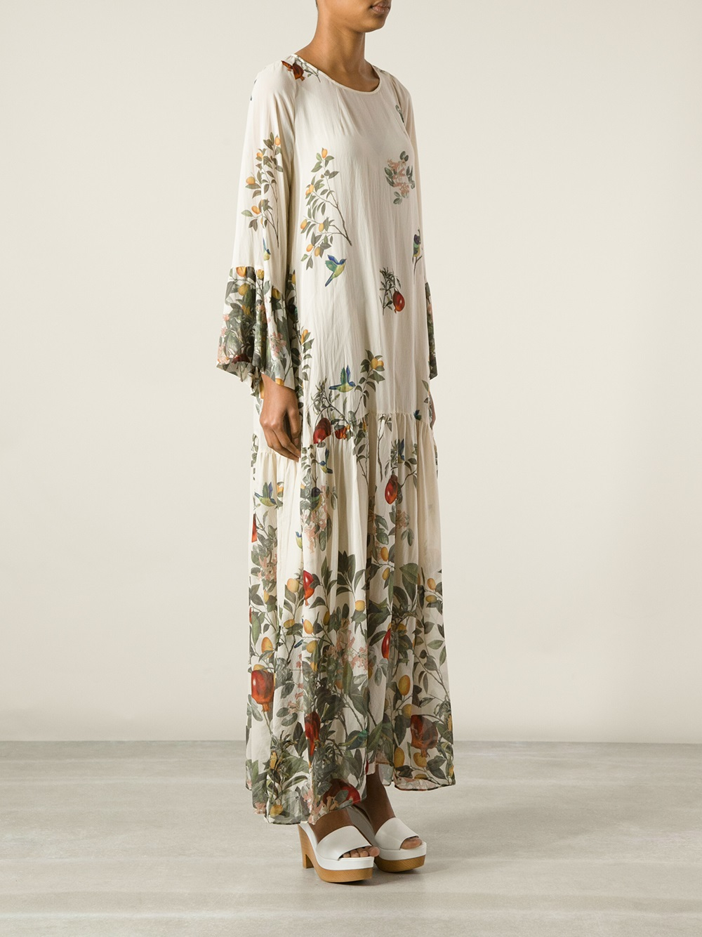 Lyst - Erika Cavallini Semi Couture Foliage Print Maxi Dress in White