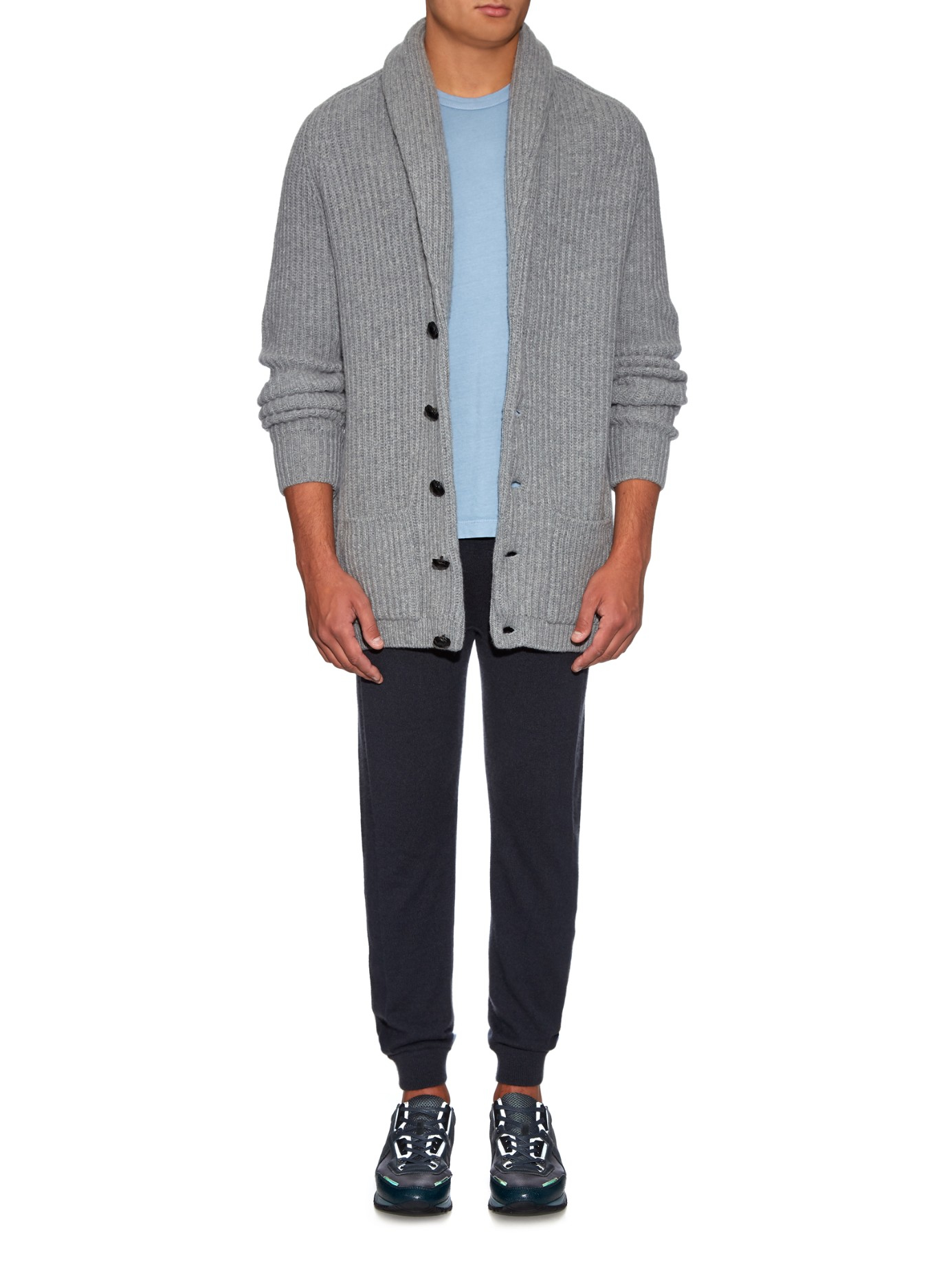 Lyst - Raey Chunky Ribbed-knit Wool-blend Cardigan in Gray for Men