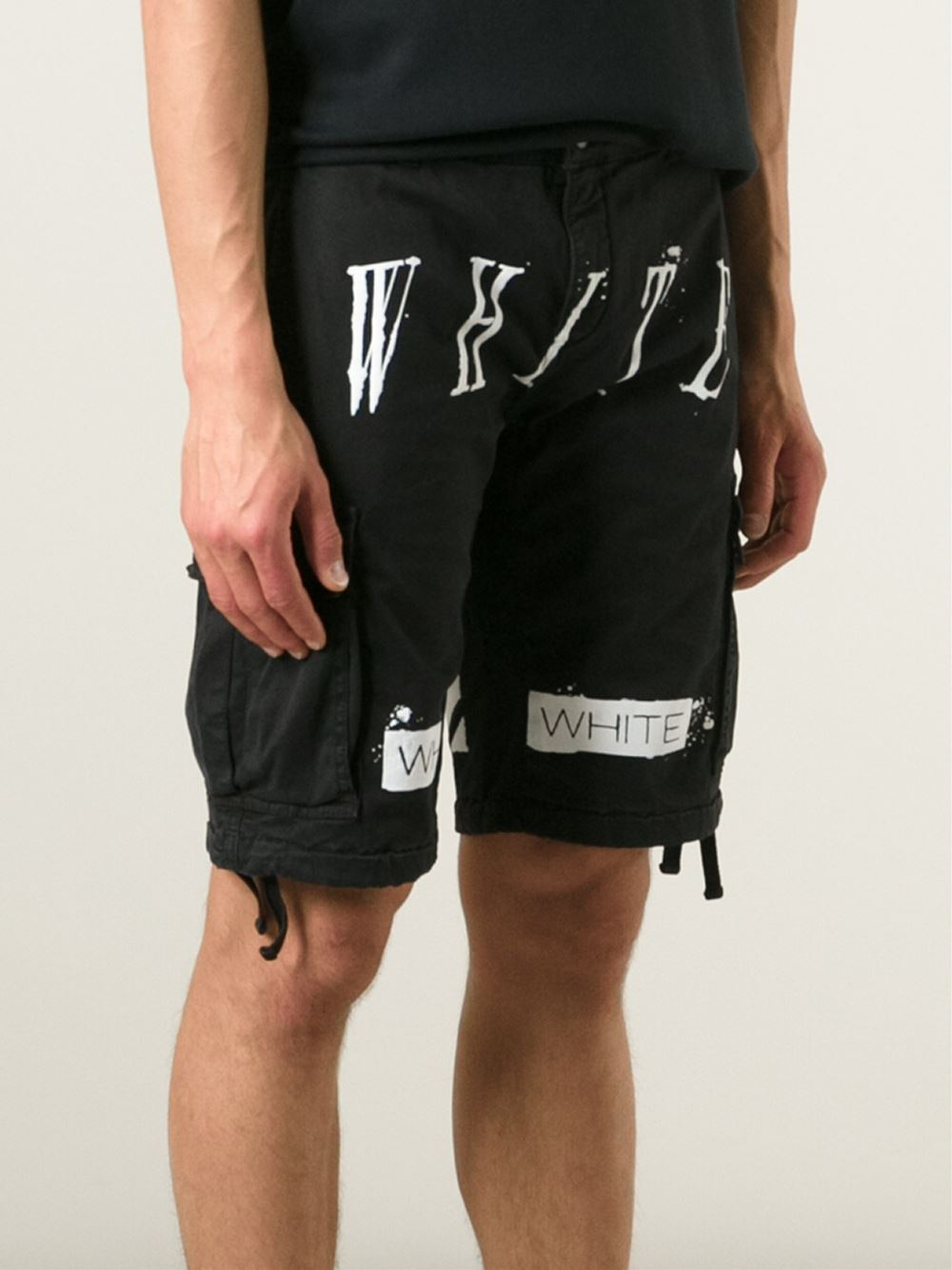 Off-white c/o virgil abloh Striped Cargo Shorts in Black for Men | Lyst