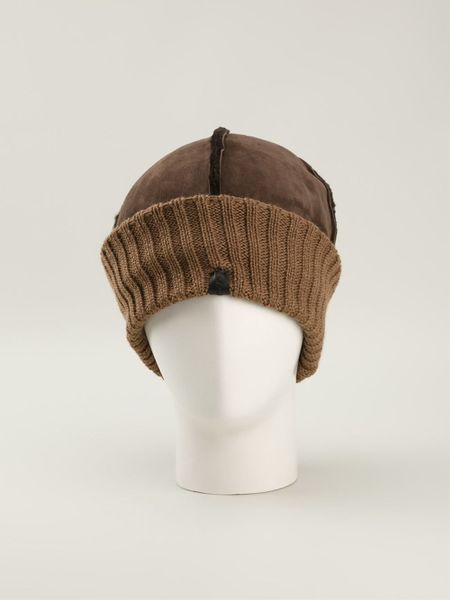 Giorgio Armani Shearling Hat in Brown for Men | Lyst