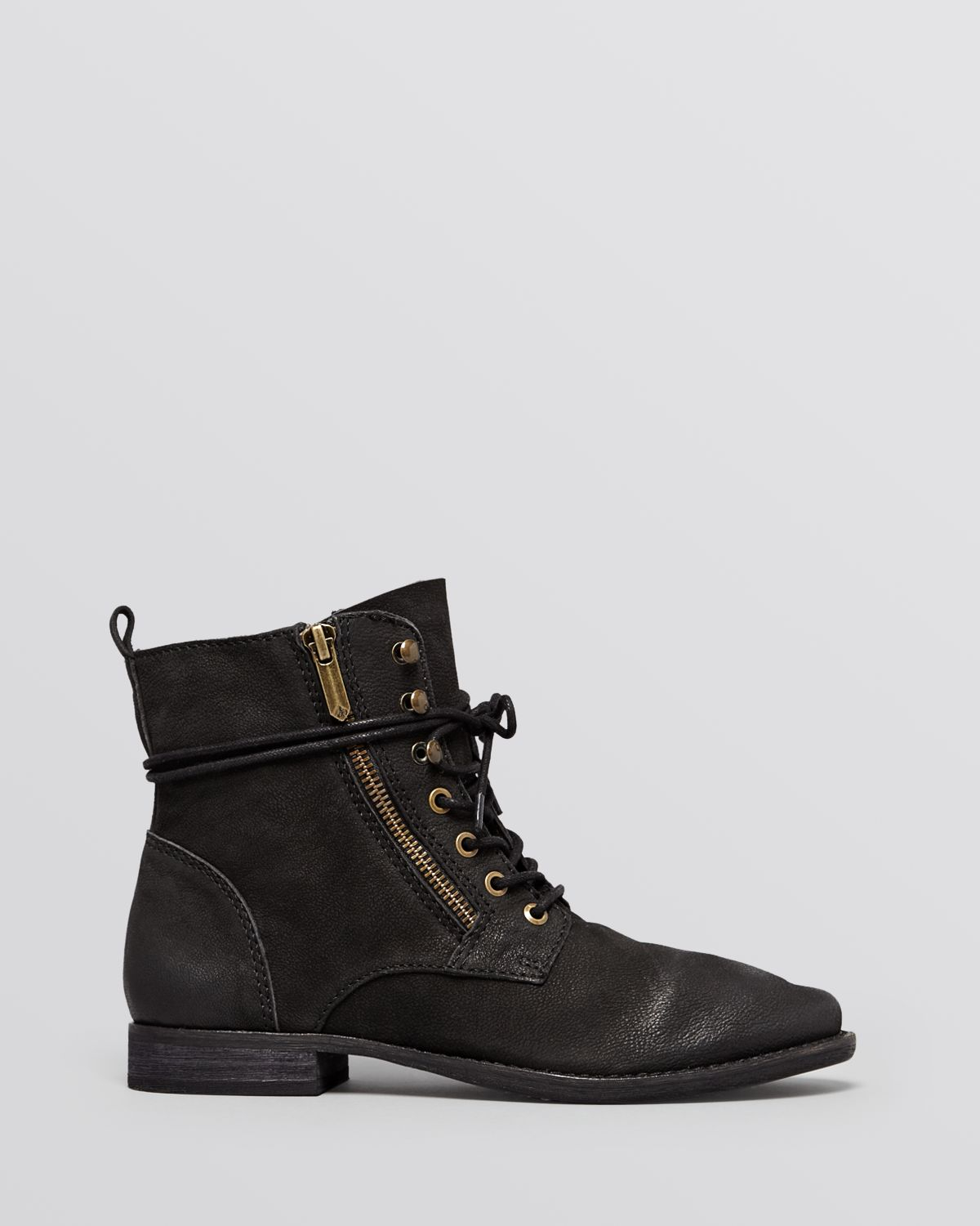 Sam Edelman Flat Lace Up Booties Mackay in Black (Putty) | Lyst