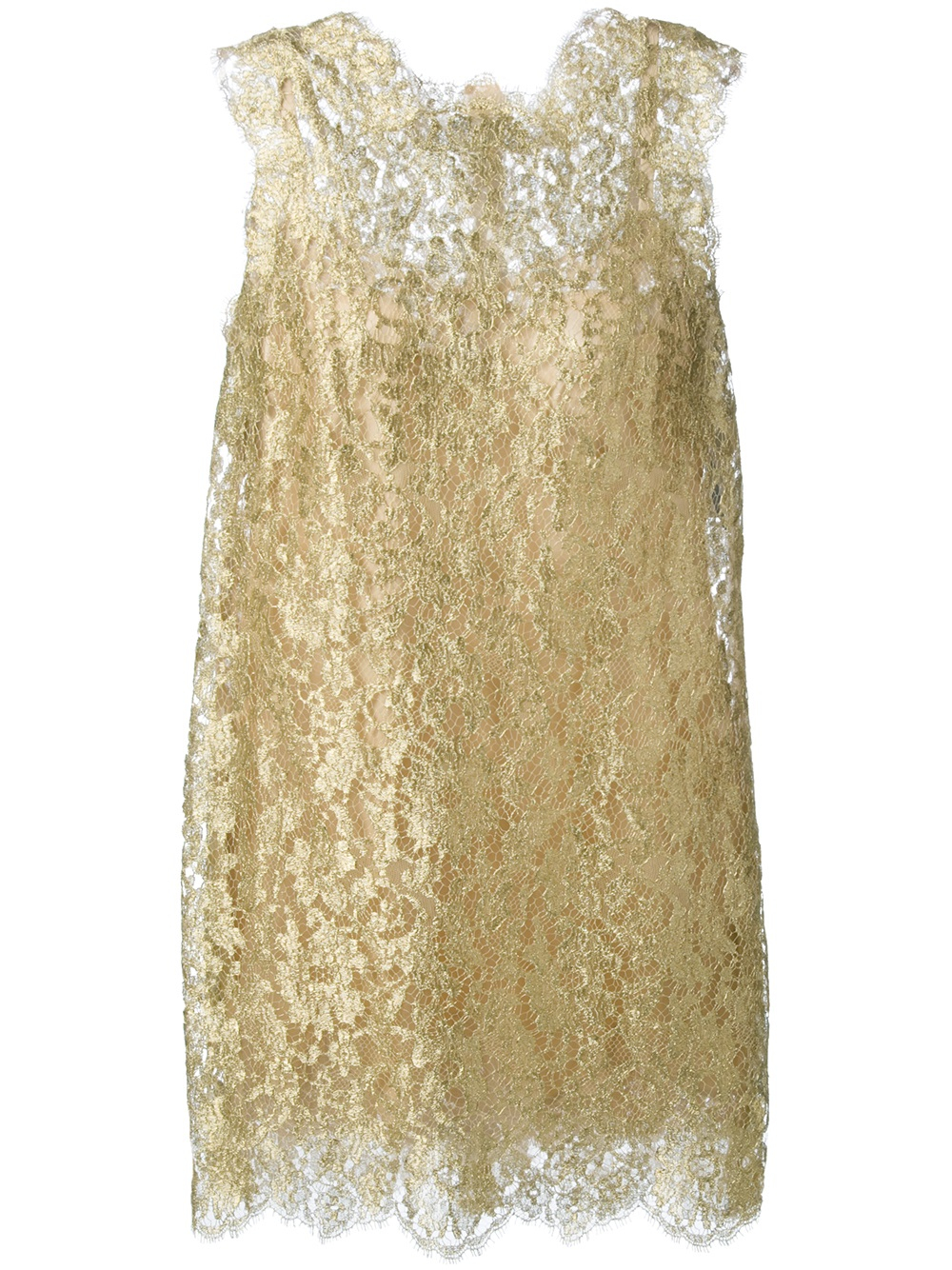 Dolce And Gabbana Floral Lace Mini Dress In Metallic Lyst