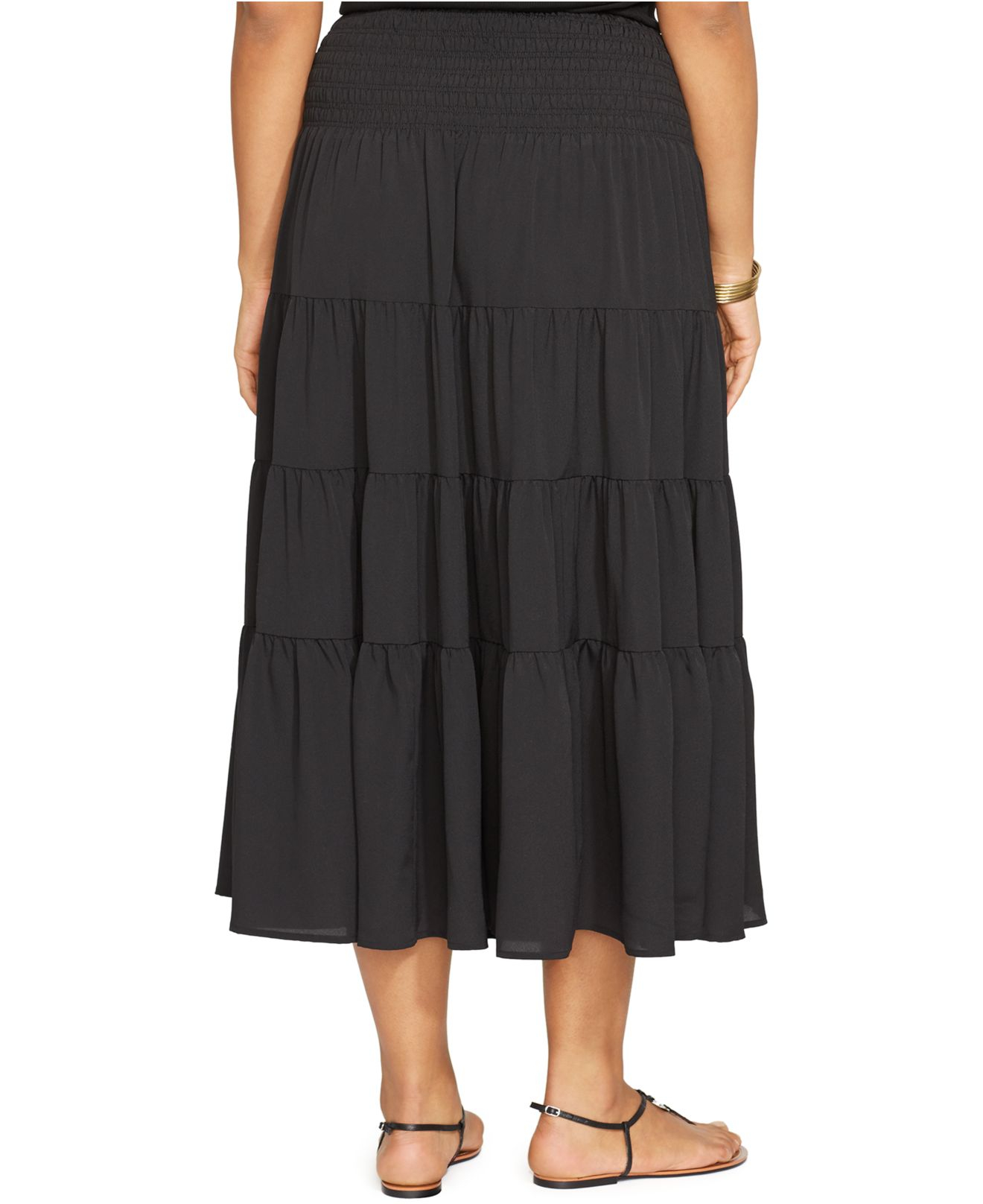 Lauren By Ralph Lauren Plus Size Ruffled Skirt In Black Lyst