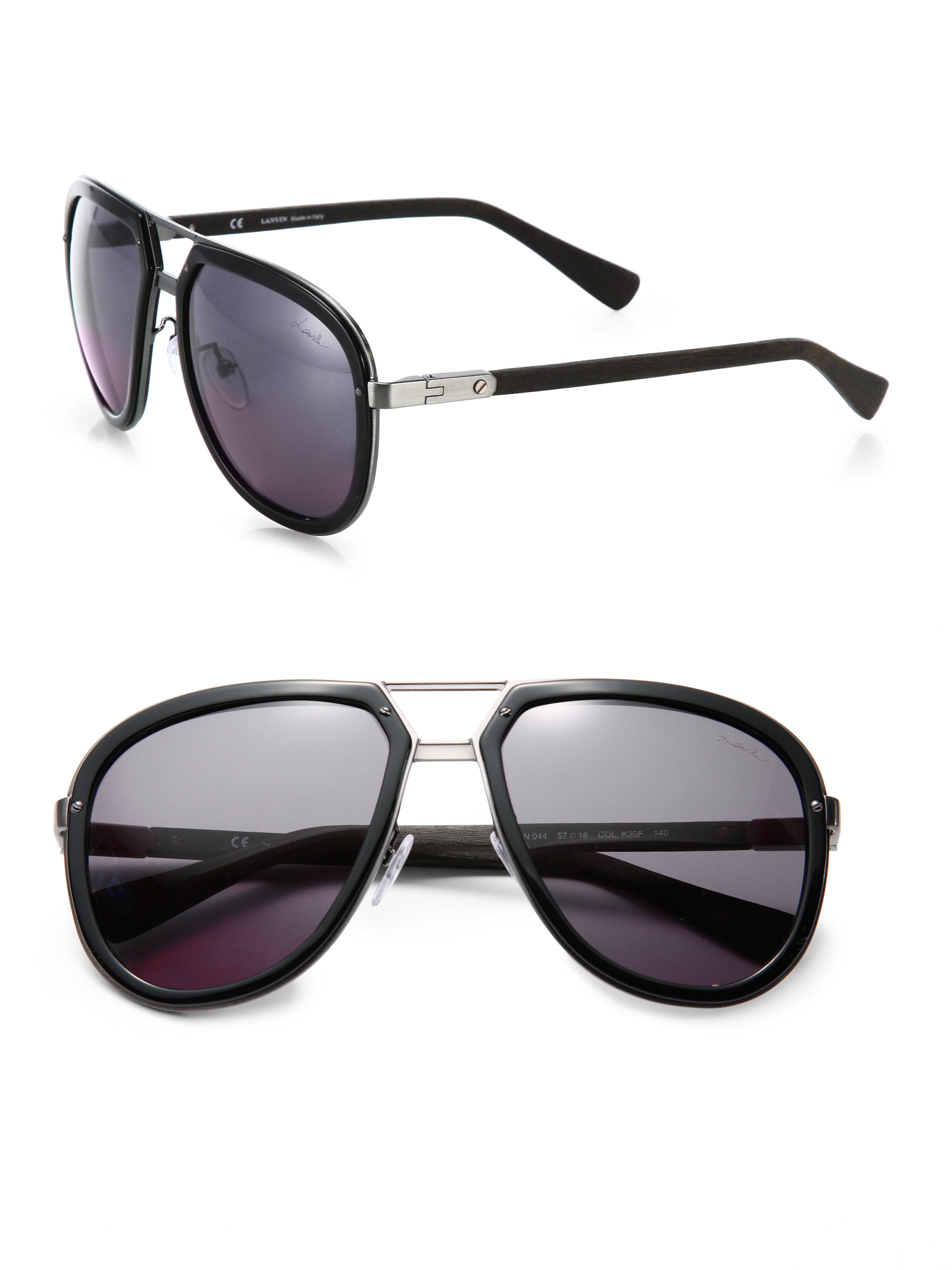 Lanvin 57mm Modified Aviator Sunglasses In Black For Men Lyst