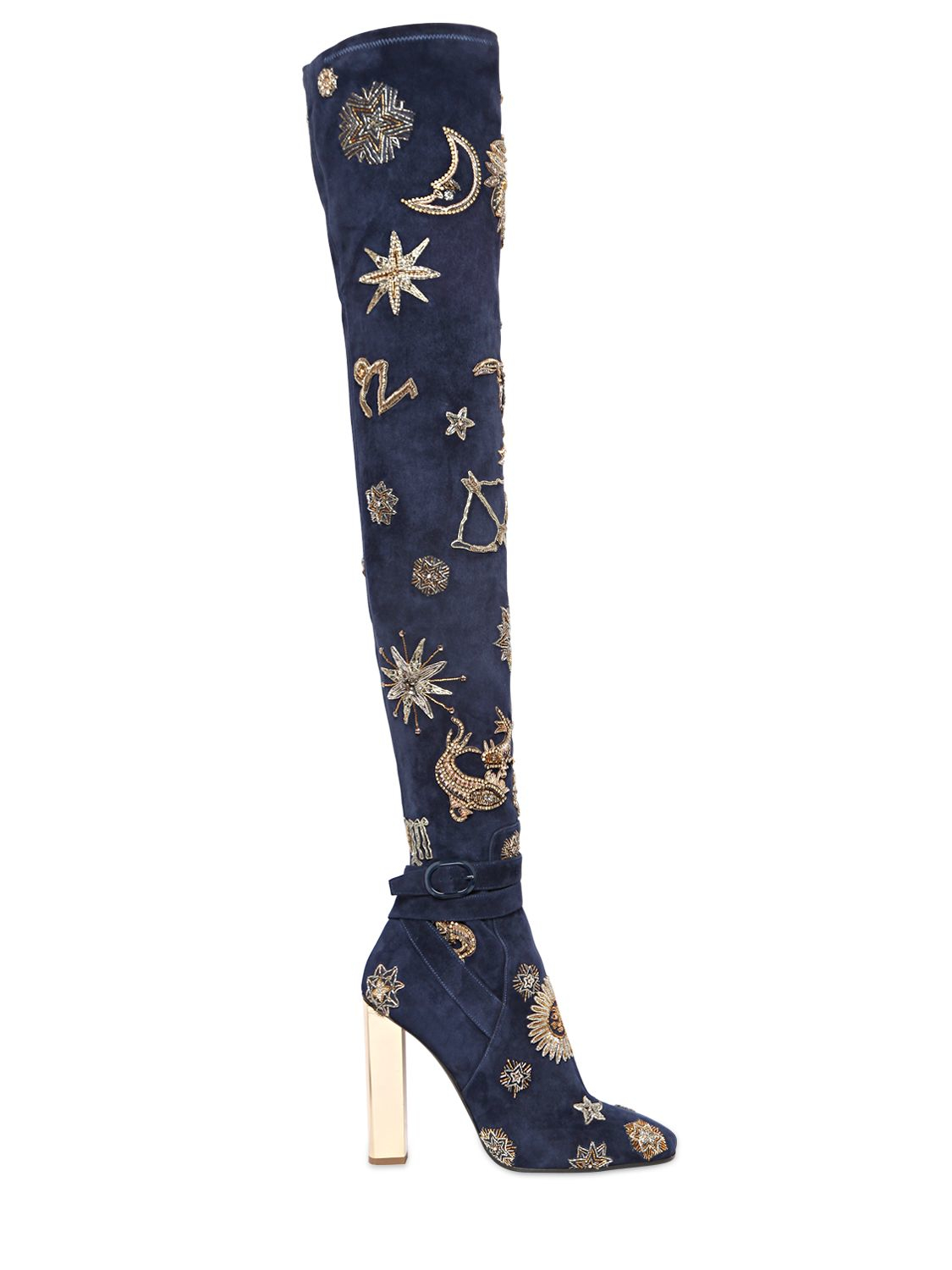 Lyst - Emilio Pucci 110mm Zodiac Suede Over The Knee Boots in Blue