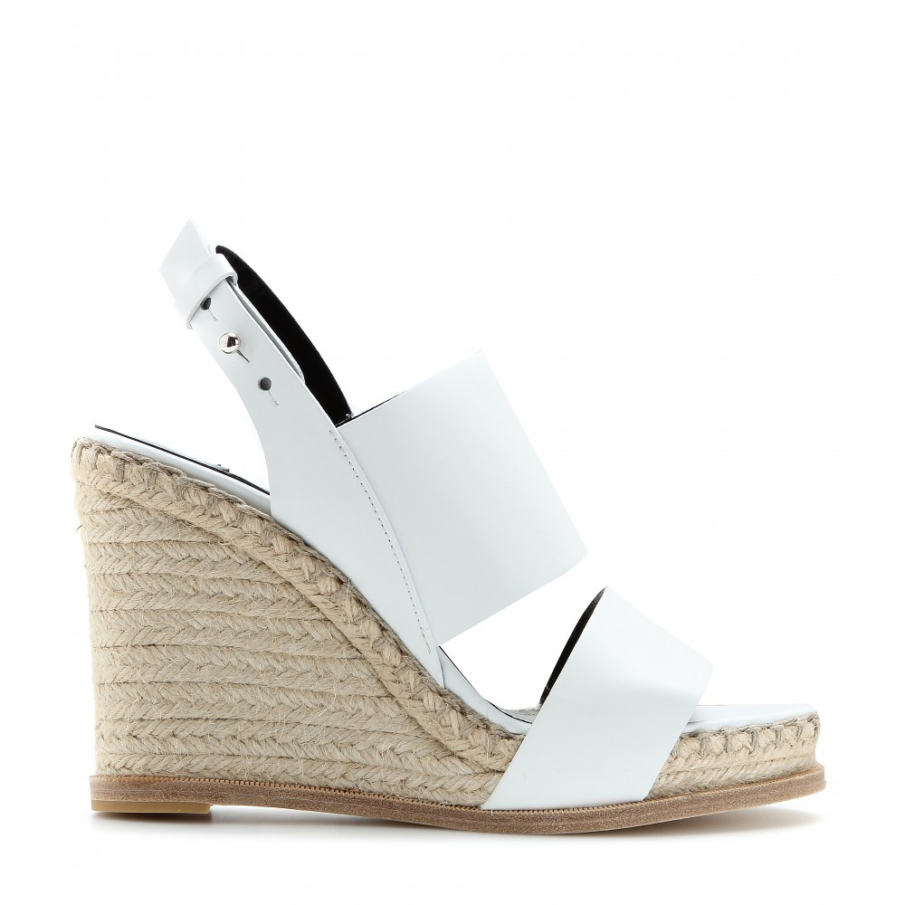 Lyst - Balenciaga Leather Espadrille Wedge Sandals in White