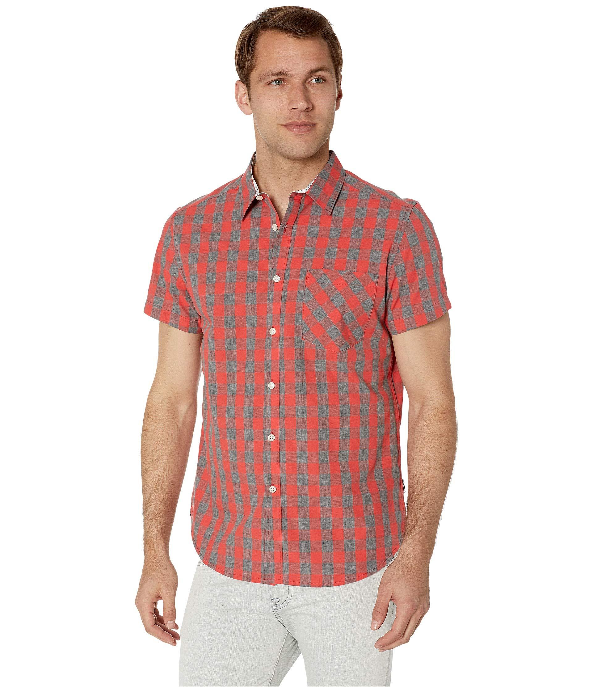 Lyst - Kenneth Cole Short Sleeve Heather Check Shirt in Red for Men