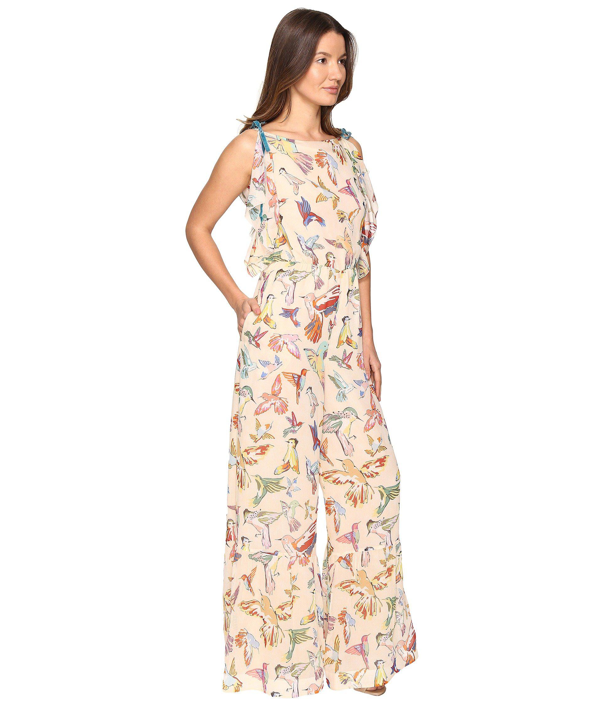 Lyst - RED Valentino Hummingbird Print Silk Creponne Jumpsuit