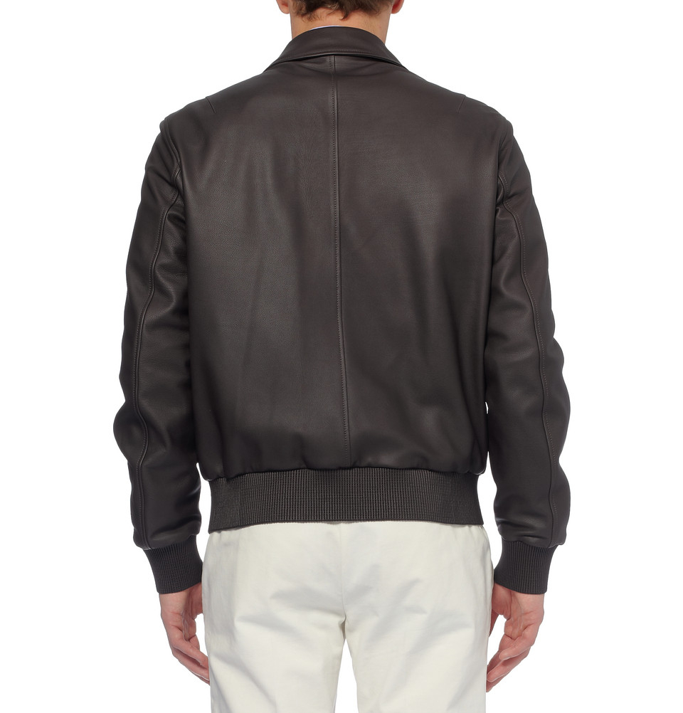 Lyst - Loro Piana Leather Bomber Jacket in Brown for Men