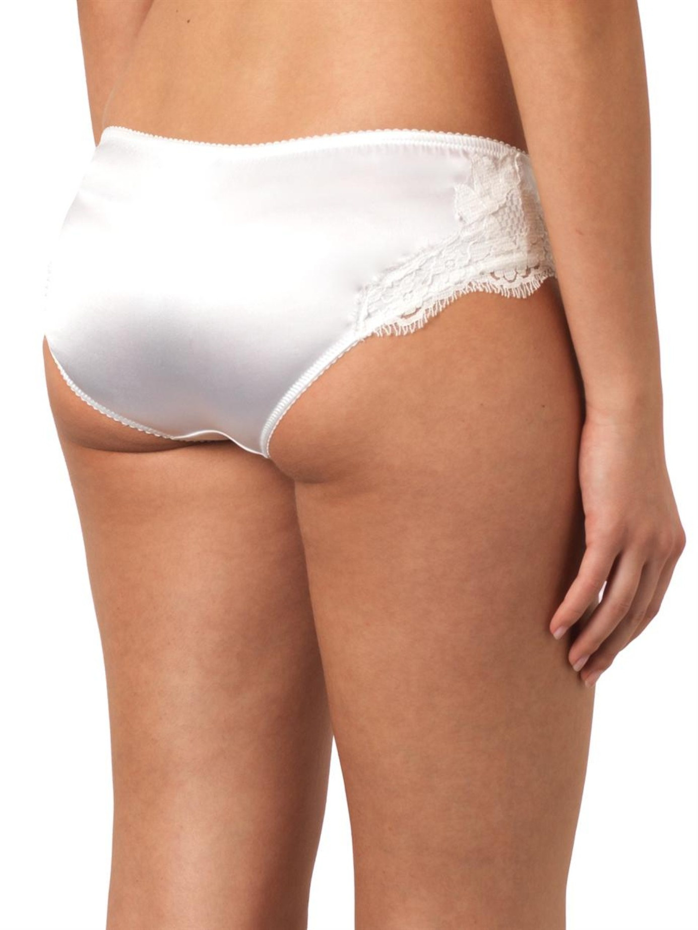 Dolce And Gabbana Stretch Satin And Lace Briefs In White Lyst