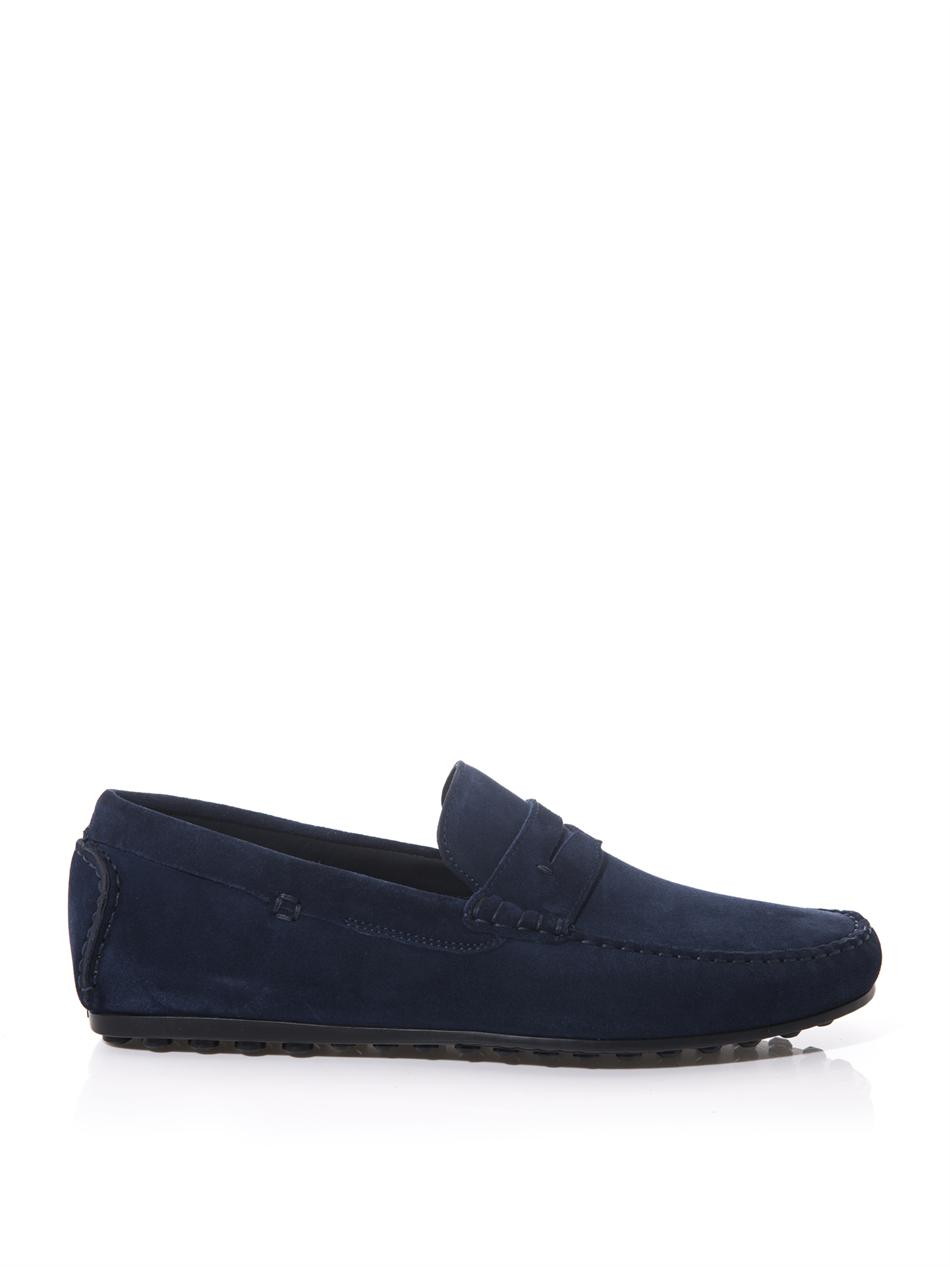 Sergio Rossi Suede Driving Shoes in Blue for Men | Lyst