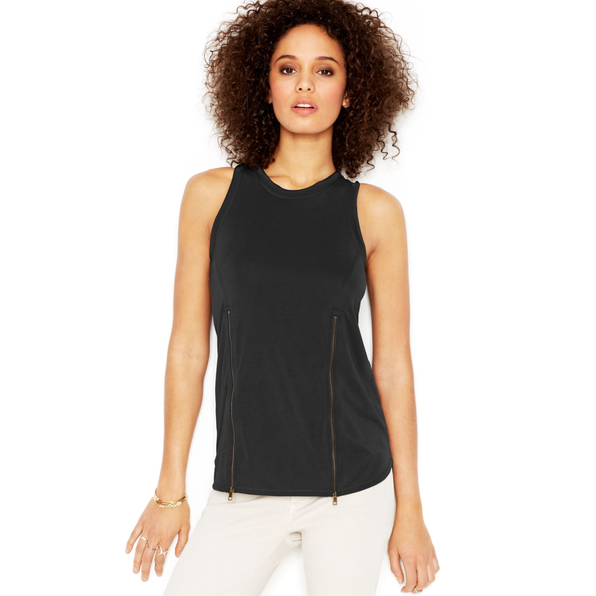 Lyst - RACHEL Rachel Roy Sleeveless Zipper Top in Black