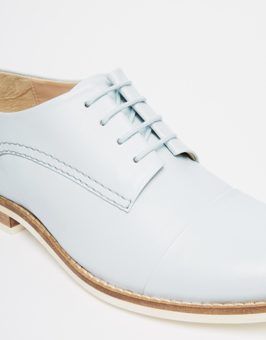 Lyst - Lost Ink Lilly Leather Lace Up Flat Shoes in Blue