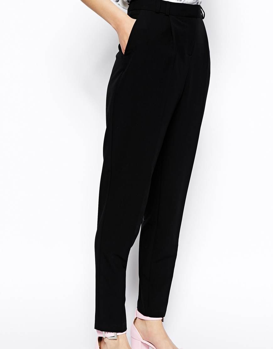 Asos Trousers In High Waist With Straight Leg in Black | Lyst