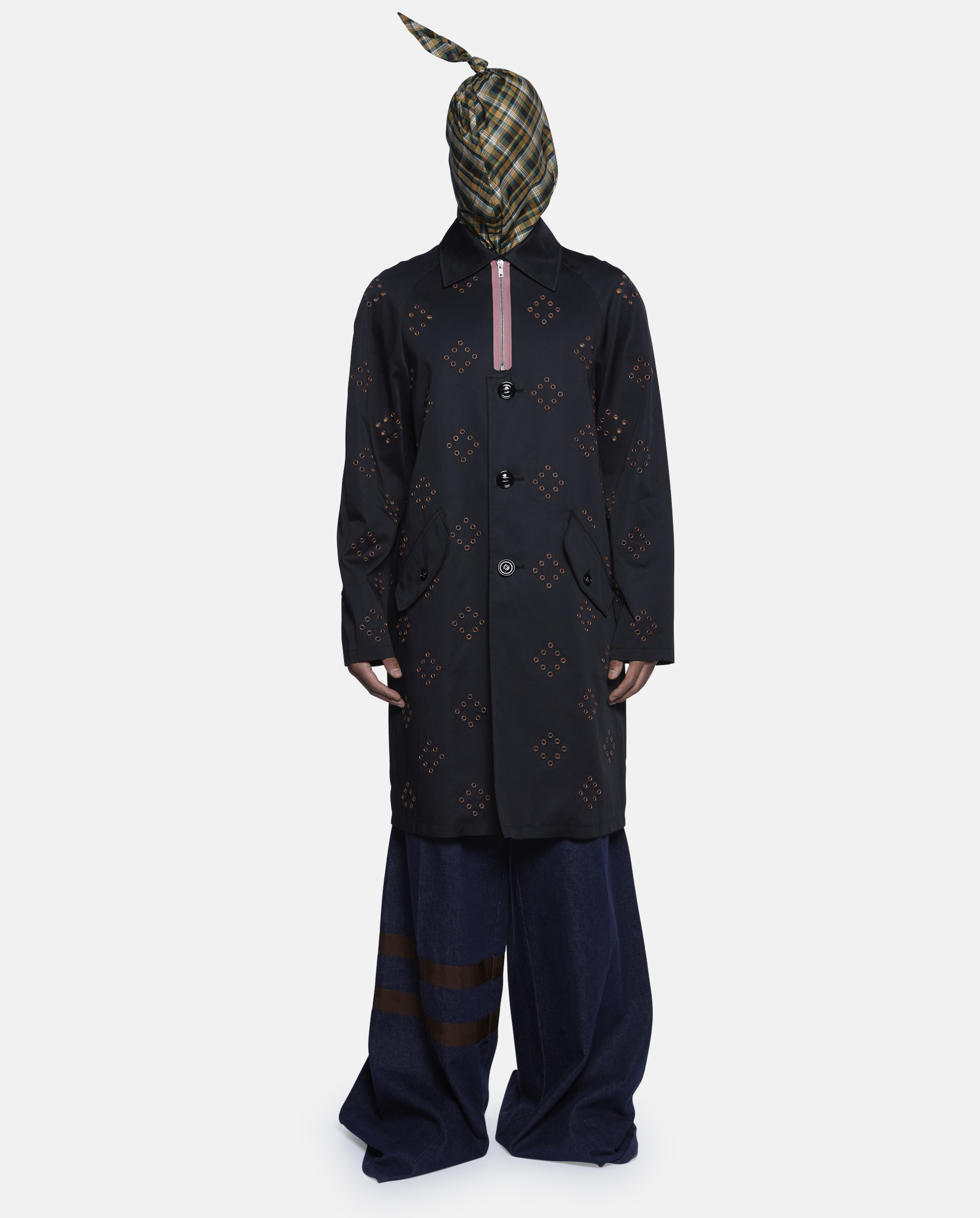 Lyst - Raf simons Raglan Coat With All Over Eyelet in Natural for Men