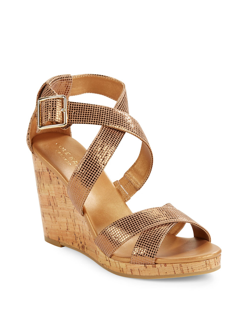 Lyst - Cole Haan Jillian Metallic Wedge Sandals in Metallic
