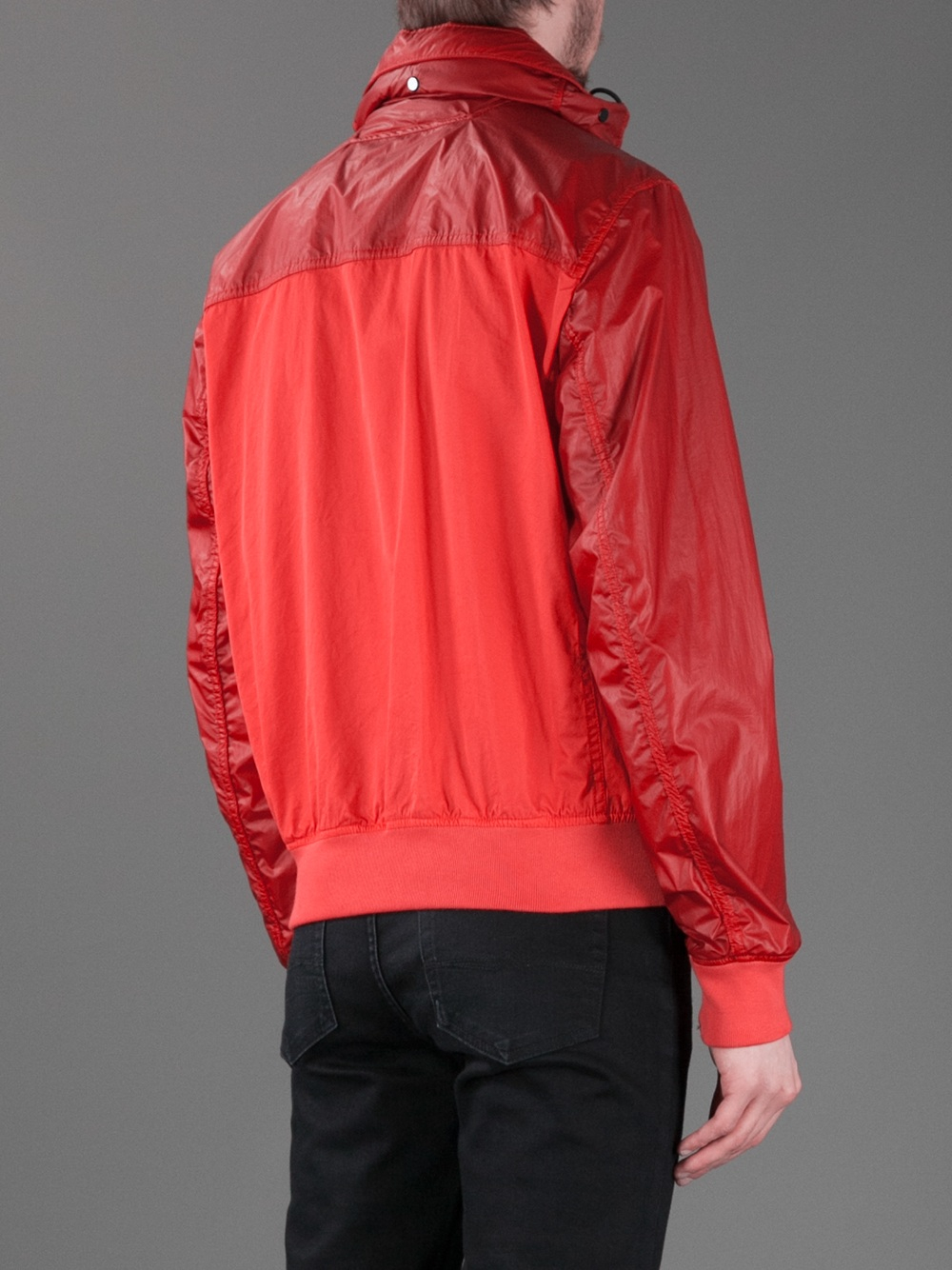 Stone Island Zipup Windbreaker Jacket in Red for Men - Lyst