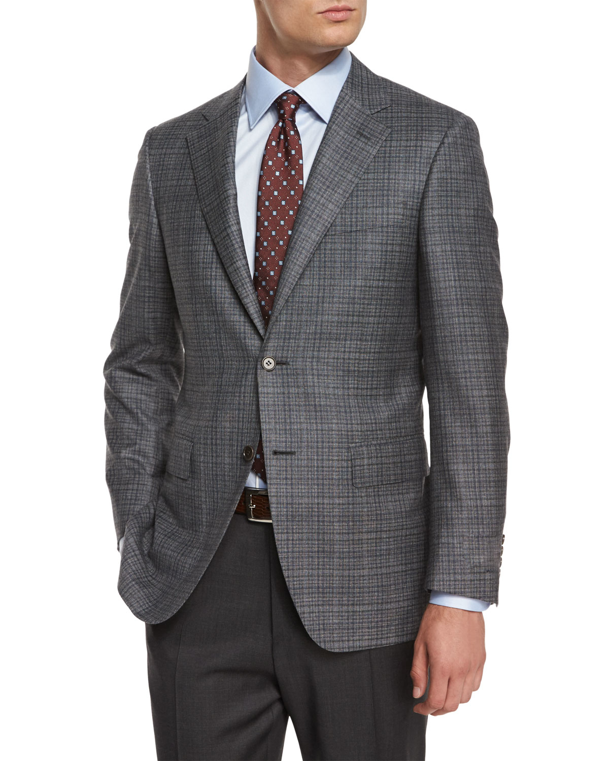 Canali Checked Wool Blend Blazer In Gray For Men Save 47 Lyst