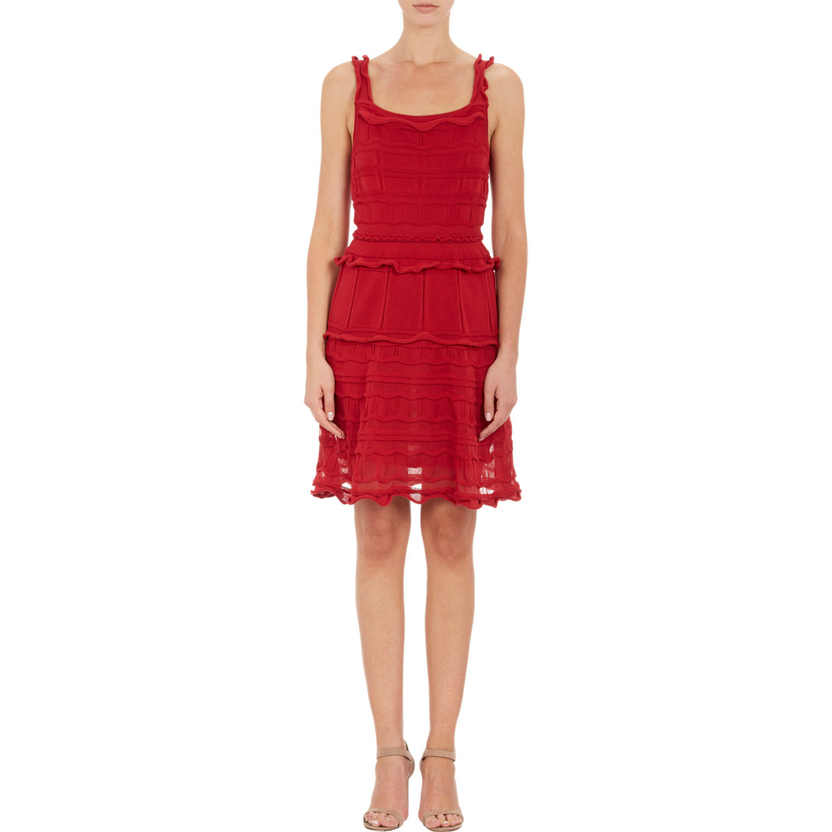 Lyst - Lanvin Tiered Ruffle Dress in Red