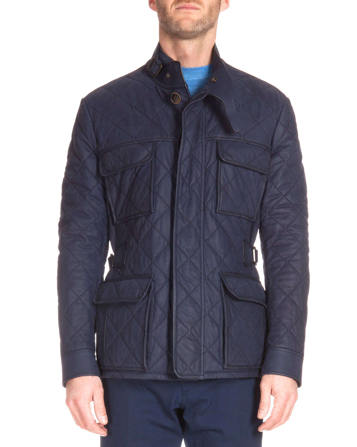 Berluti Quilted Field Jacket in Blue for Men | Lyst