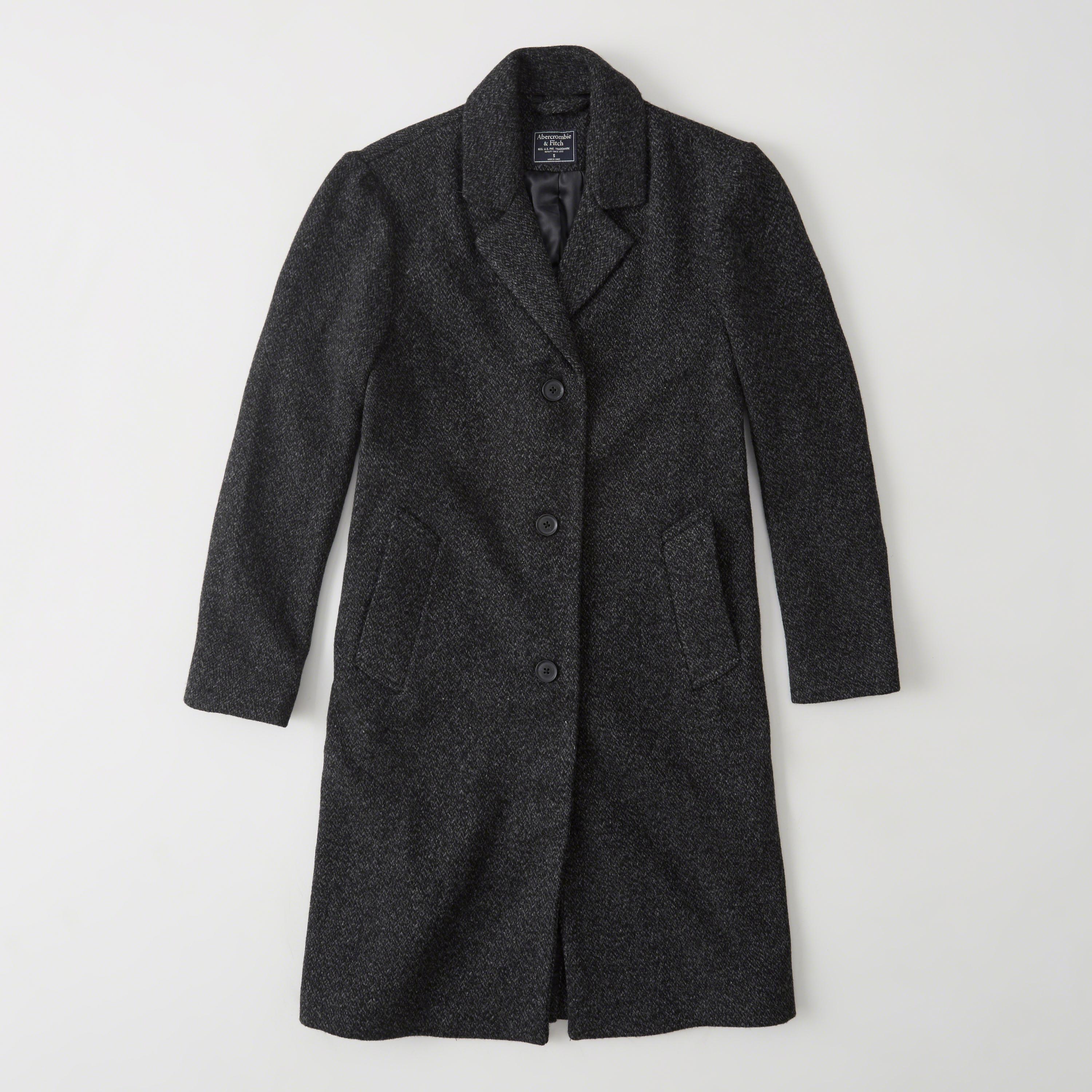 Lyst - Abercrombie & Fitch Long Wool-blend Coat in Gray Lyst - Abercrombie & Fitch Long Wool-blend Coat in Gray