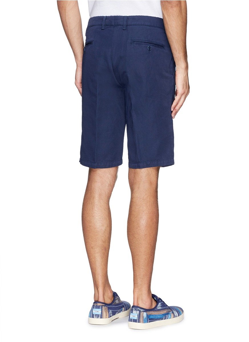 Aspesi Cotton-linen Bermuda Shorts in Blue for Men | Lyst