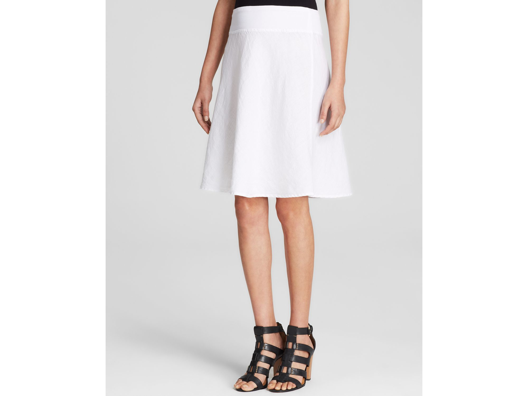 Lyst - Three Dots Flared Linen Skirt in White