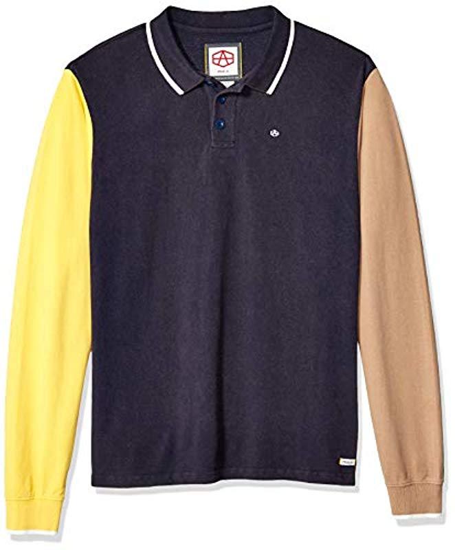 RVCA Compilation Long Sleeve Polo Shirt in Blue for Men - Lyst
