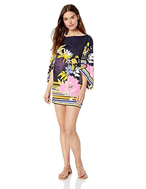 Trina Turk Boat Neck Kimono Sleeve Swimwear Cover Up in Blue - Save 47% ...