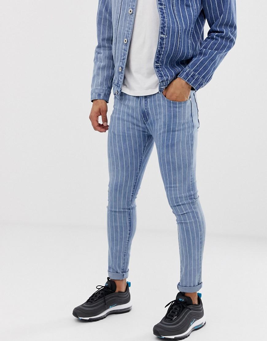 Liquor N Poker Skinny Jeans With Pinstripe in Blue for Men - Lyst