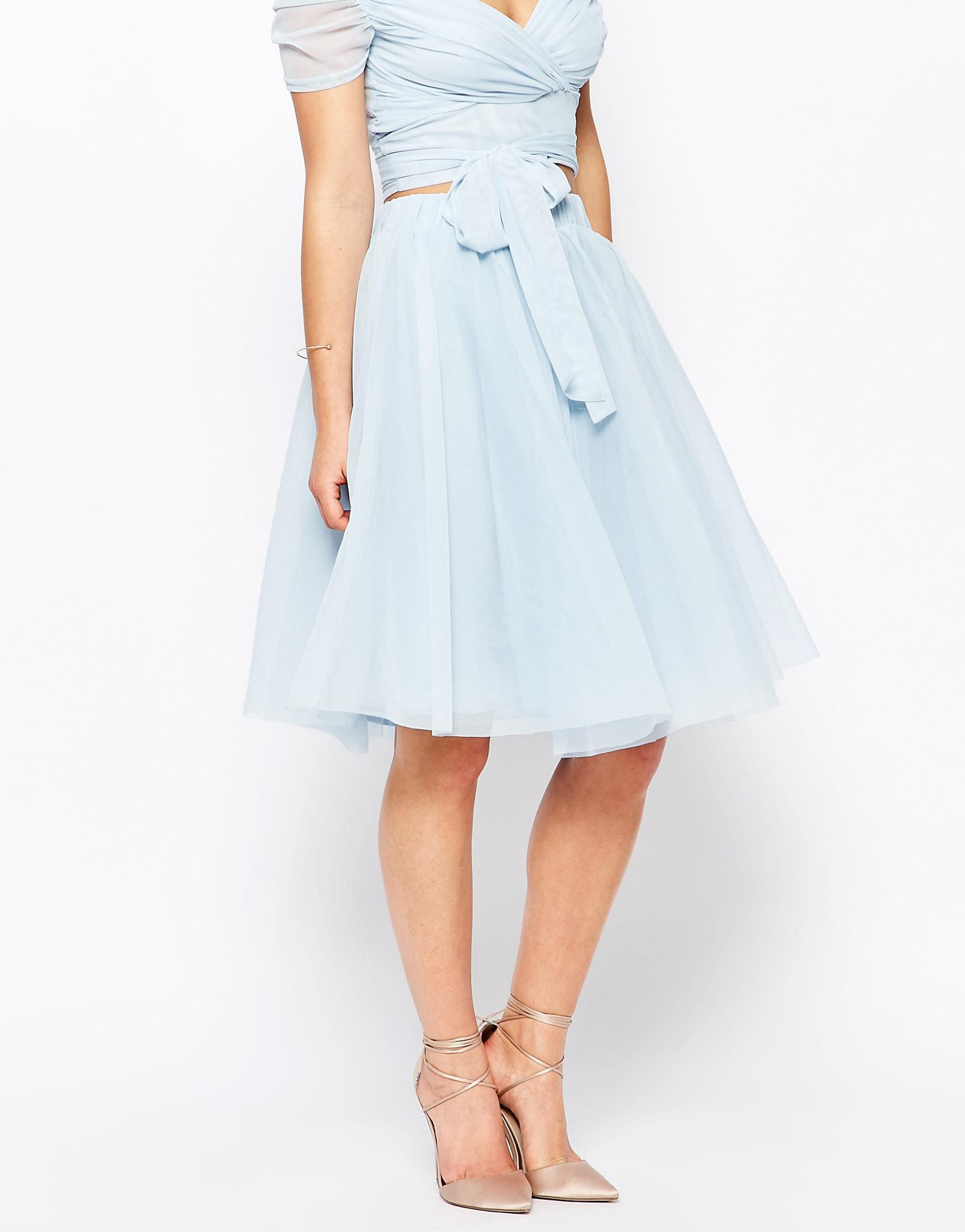 John Zack Tulle Mini Skirt in Soft Blue (Blue) - Lyst
